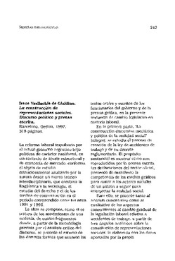 Irene Vasilachis de Gialdino, La construcción de representaciones sociales : discurso político y ...